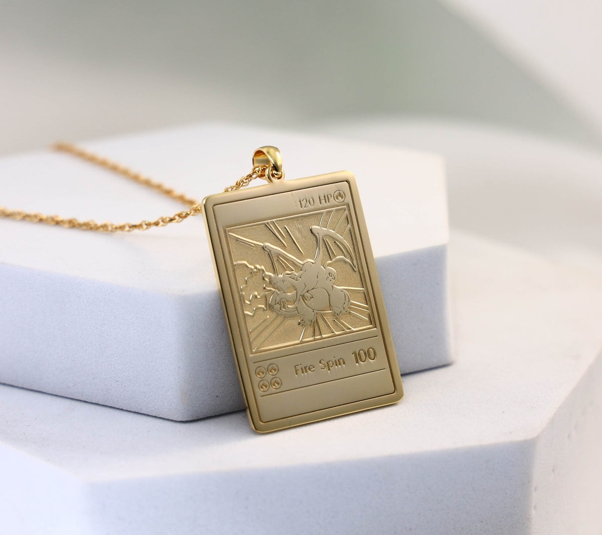 Silver/ Gold Charizard Pokemon Pendant & Chain – Eyes of Akuma